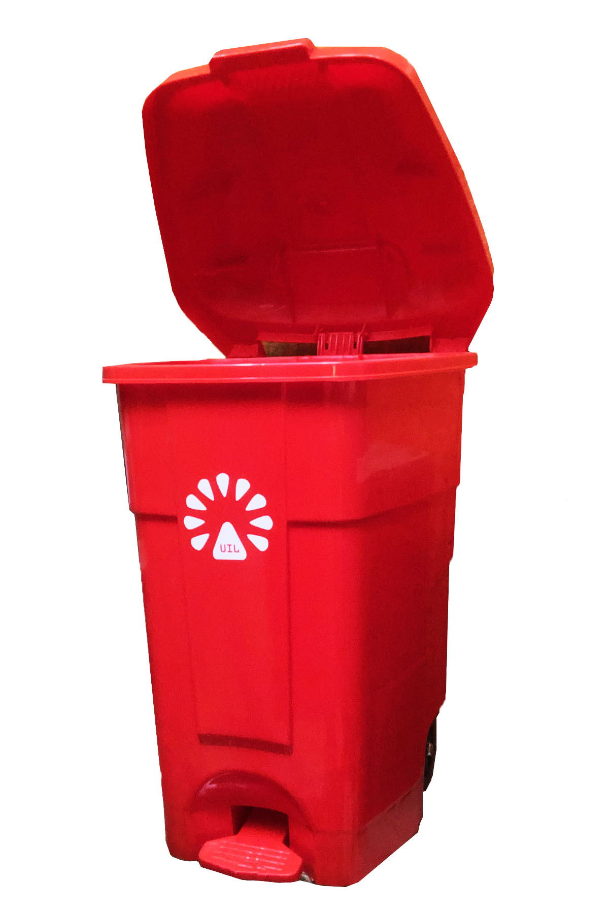 BASURERO PEDAL 50 LTS. RECICLAJE CON RUEDAS COLOR ROJO - Distribuidora ...